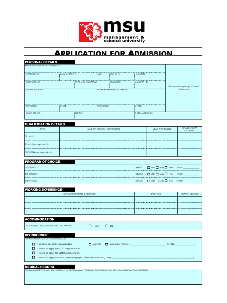 MSU IMS Application Form | PDF | Money Order | Identity Document