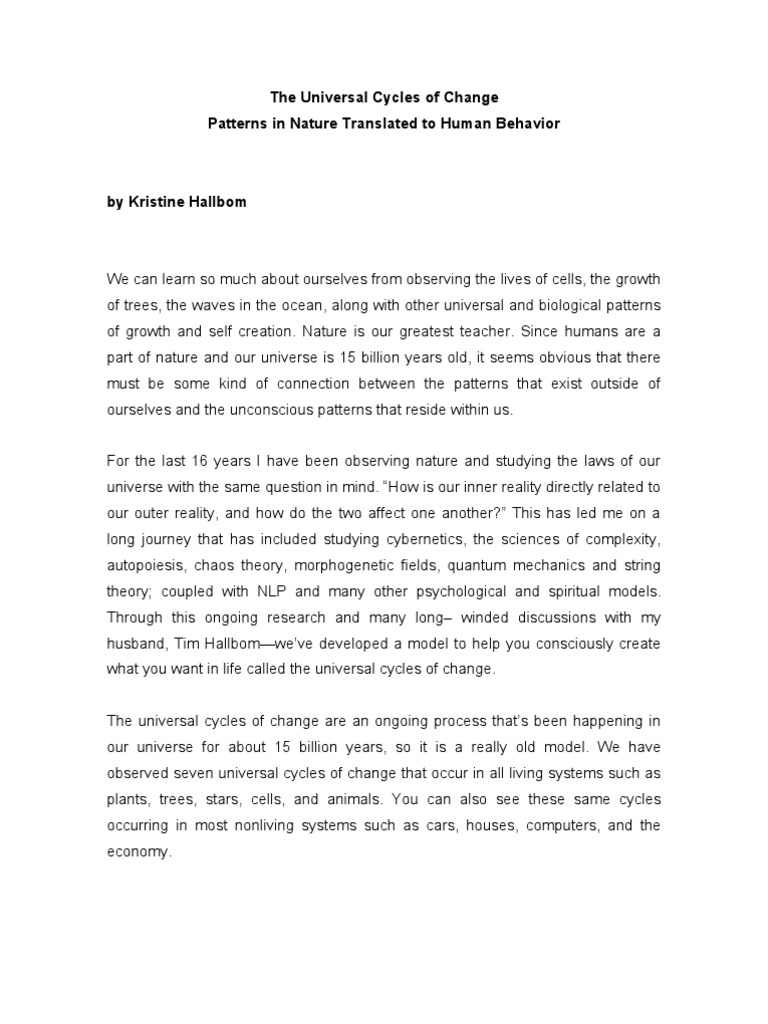 The Universal Cycles of Change | PDF | Trees | Reality
