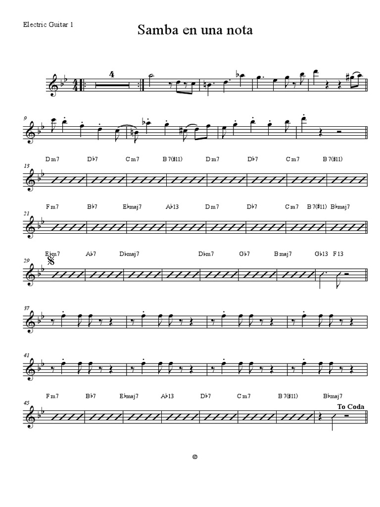 Samba en Una Nota - Electric Guitar 1 | PDF