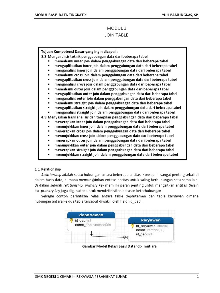 Teknik Penggabungan Data dari Beberapa Tabel dalam Basis Data | PDF