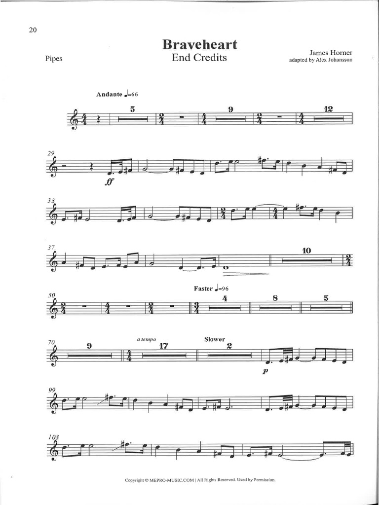 Braveheart - End Credits - Gaita | PDF