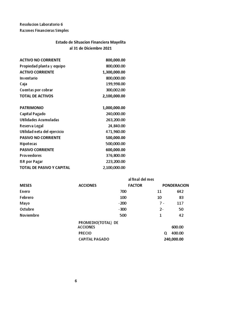 Razones Estandar Laboratorio 6 Repaso | Descargar gratis PDF ...