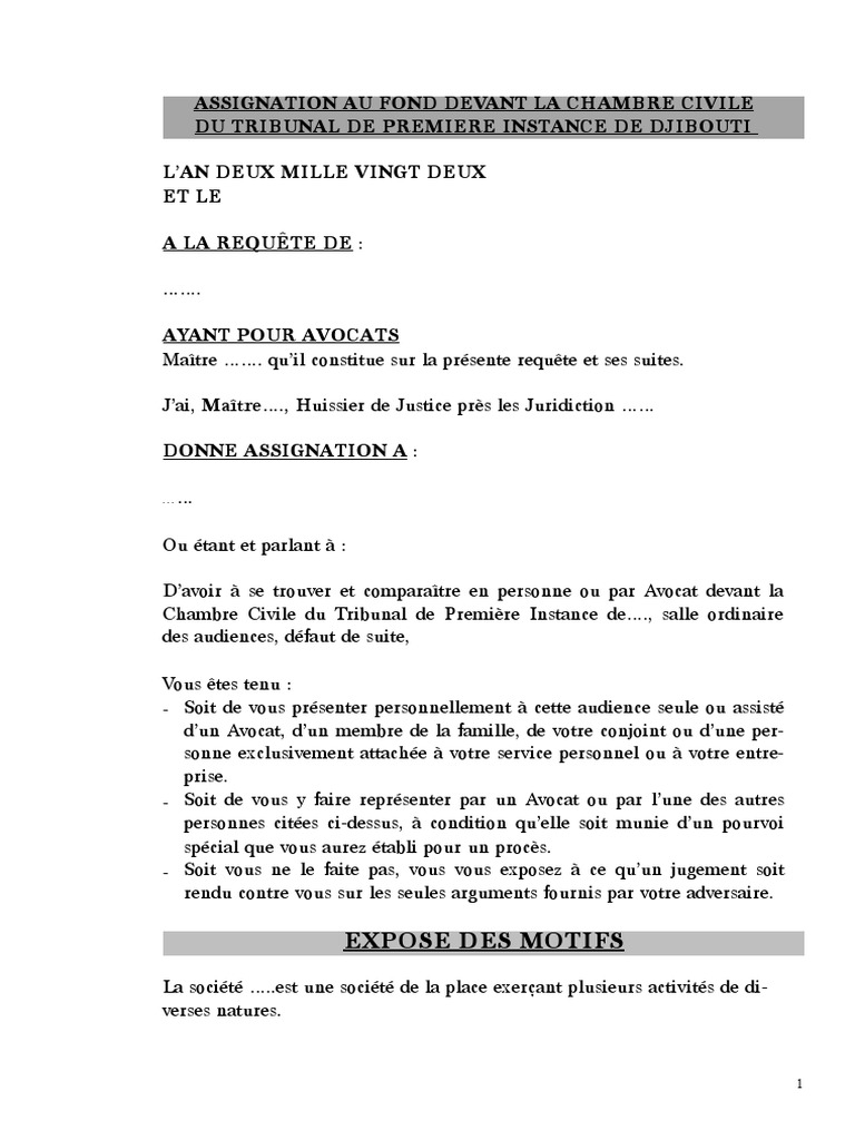 Assignation Au Fond | PDF | Banques | Compte bancaire