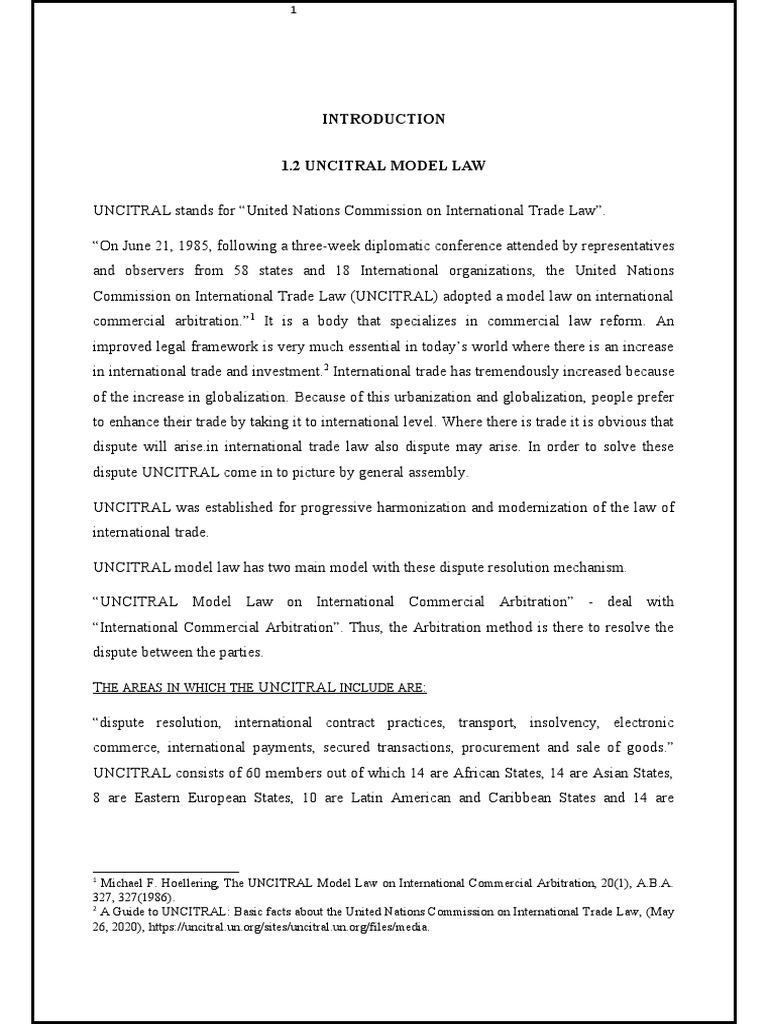 Uncitral Model Law of Arbitration | PDF