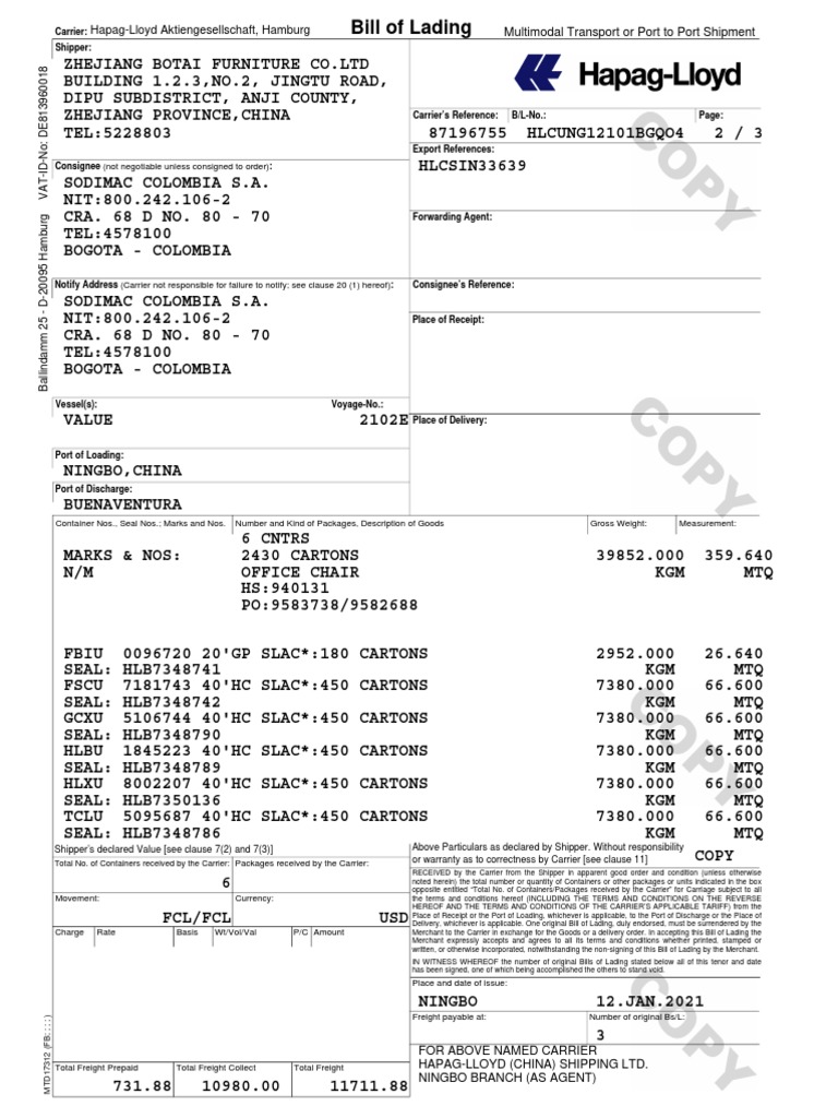 Hapag-Lloyd Aktiengesellschaft, Hamburg: Multimodal Transport or Port ...