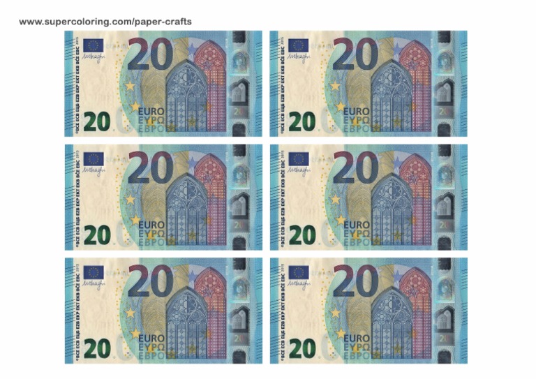 20 Euro Banknote Template Paper Craft | PDF