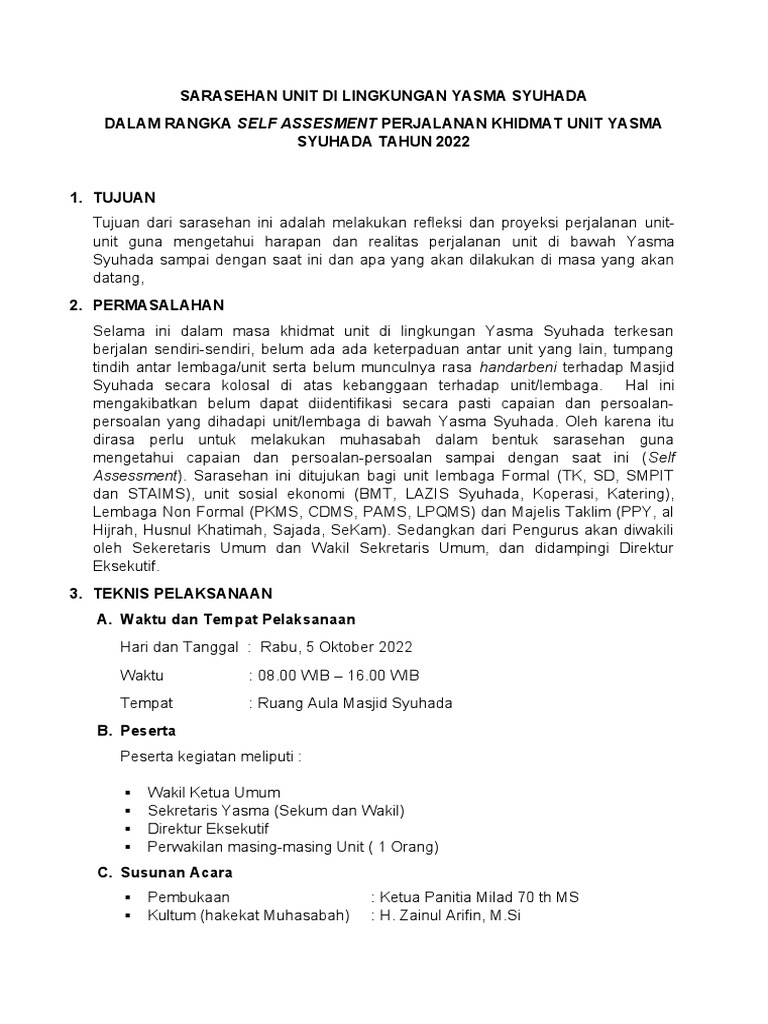 TOR Sarasehan Unit | PDF