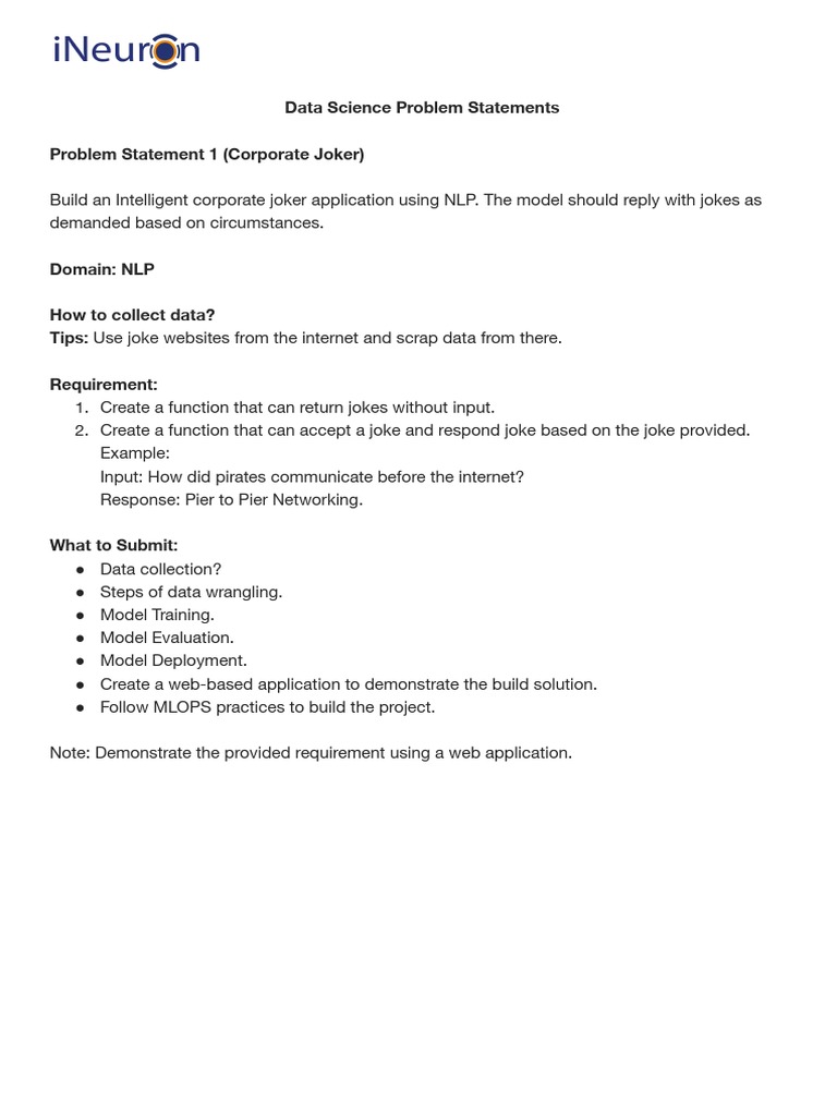 Data Science Problem Statements | PDF