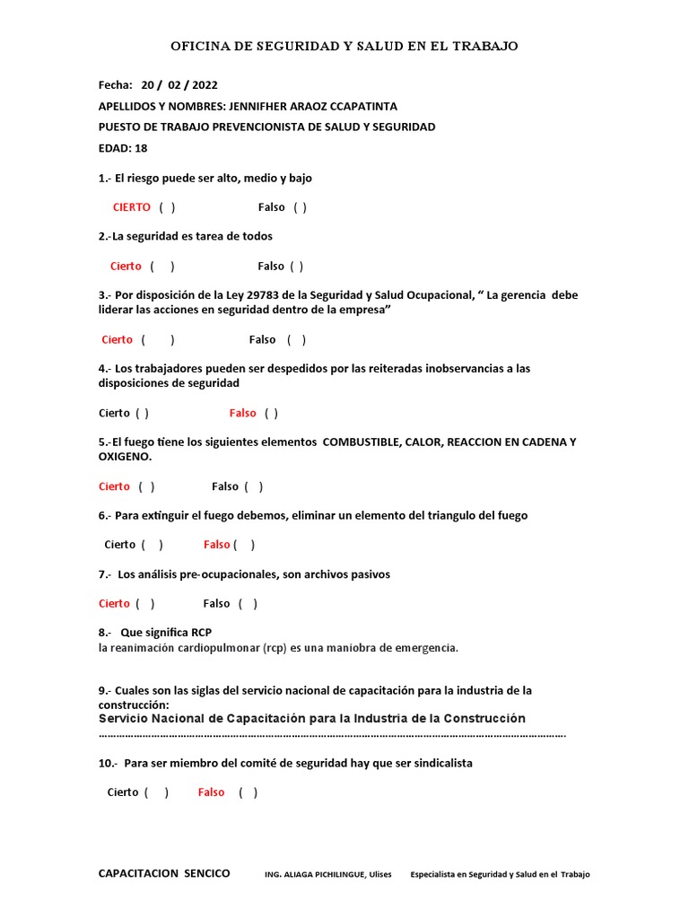 Examen 3 SST Sencico Jennifher Araoz | PDF