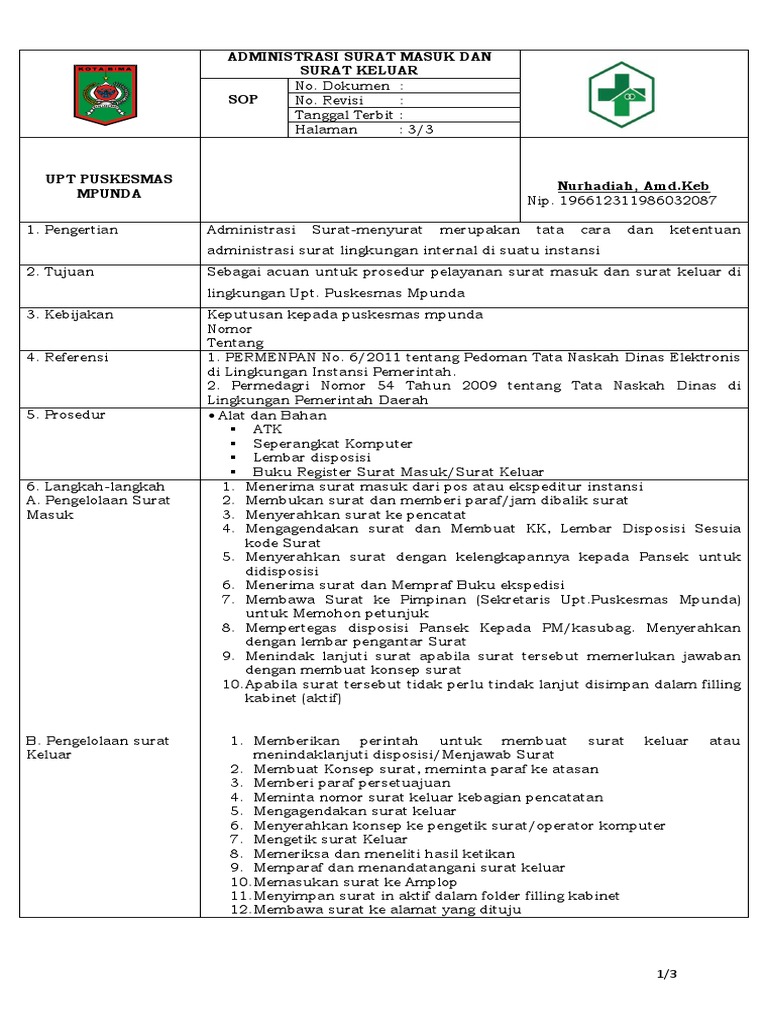 Prosedur Administrasi Surat Puskesmas | PDF