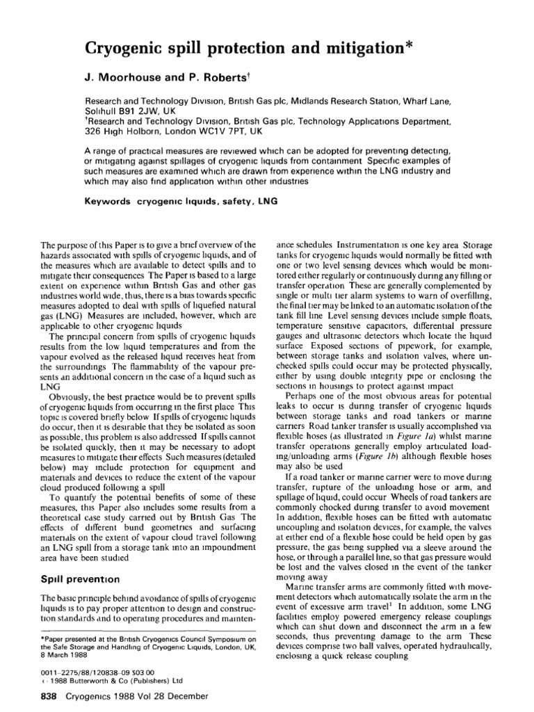 Cryogenic Spill Protection and Mitigation | PDF | Cryogenics | Foam