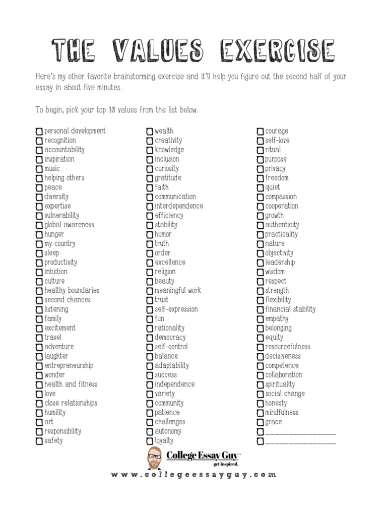 CEG - The Values Exercise - Free Guide | PDF | Autonomy | Psychology