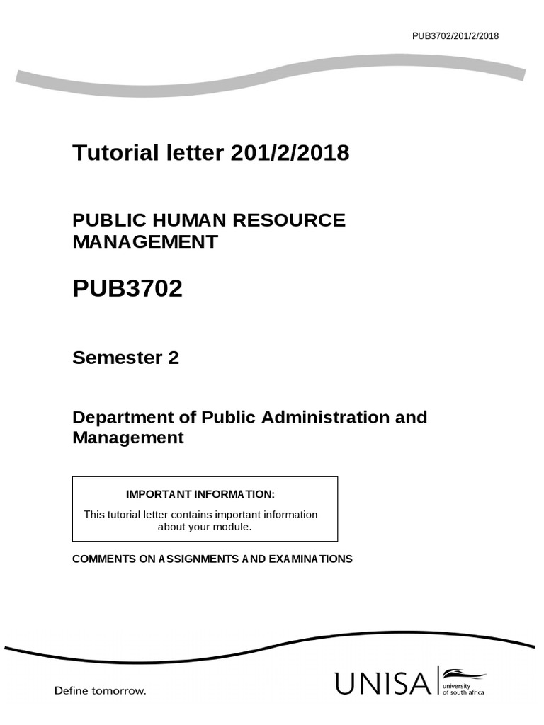 Tutorial Letter 20122018 1 | PDF | Recruitment | Human Resources