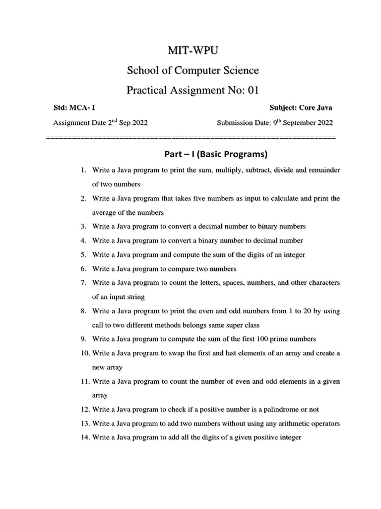 Assignment No-01 - Final | Download Free PDF | Method (Computer Programming) | Class (Computer ...