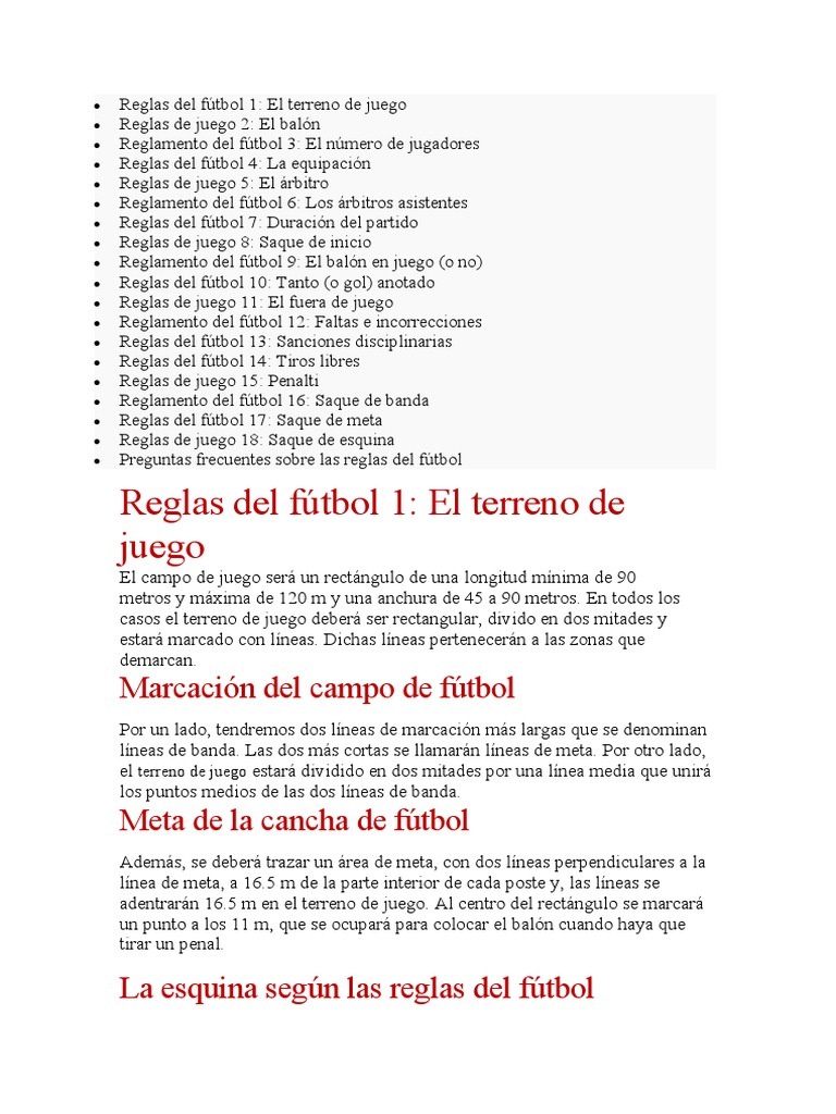 Reglas Del Fútbol | PDF | Asociación de Futbol | Reglas y regulaciones ...