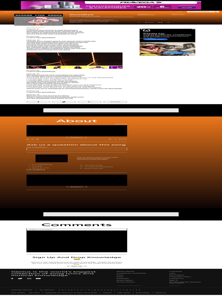 The Amazing World of Gumball - Goodbye Lyrics Genius Lyrics | PDF