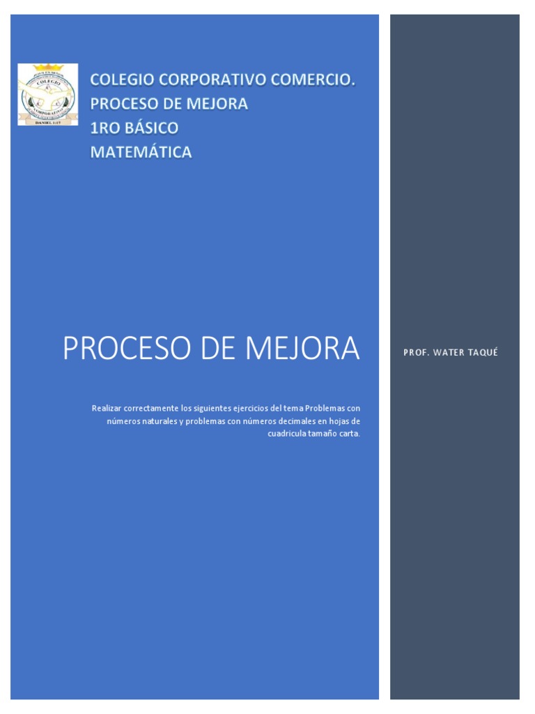 Proceso de Mejora 1ro - Mate | PDF