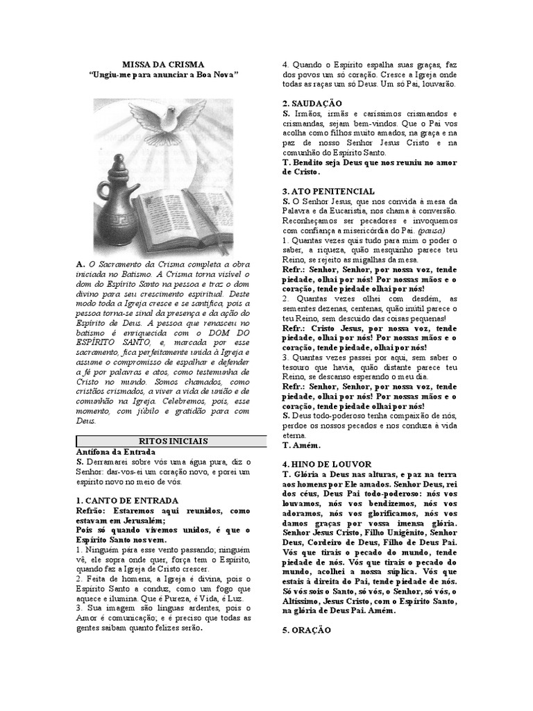 Folheto Deus Conosco para A Crisma | PDF | Eucaristia | Espírito Santo (religião)