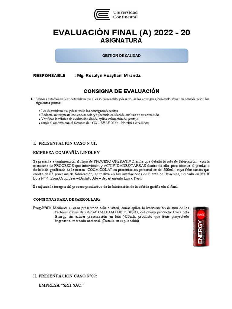 Ev Final-Gestion Calidad-Tipo A-2022-20 | PDF | Estadísticas