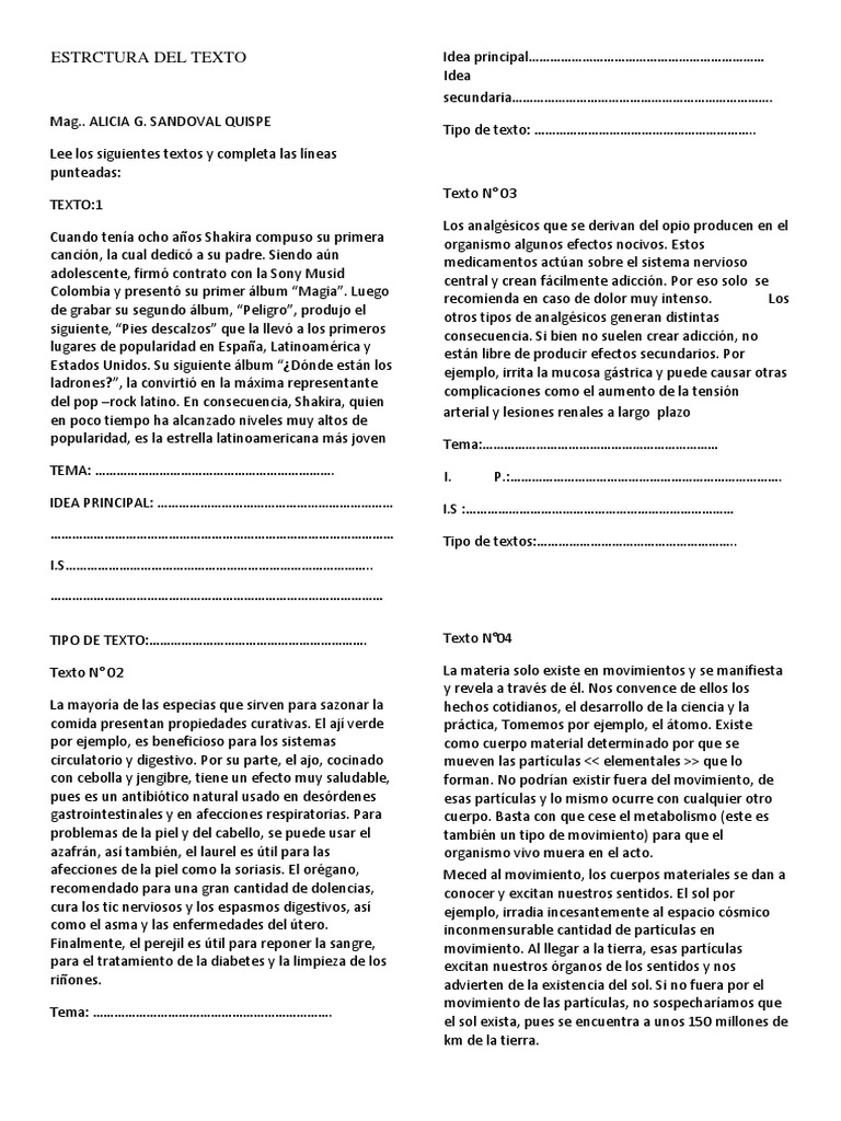 El Texto y Su Estructura-Tarea | PDF | Escritura | Luna
