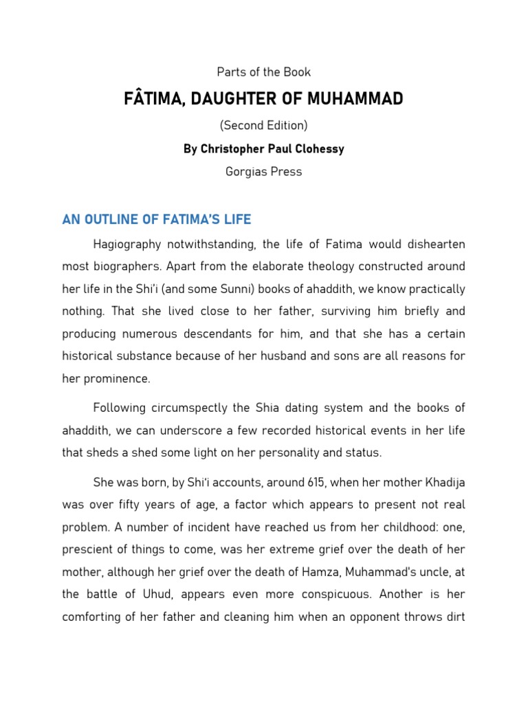 Fatima Daughter of Muhammad Selected Parts | PDF | Ali | Muhammad