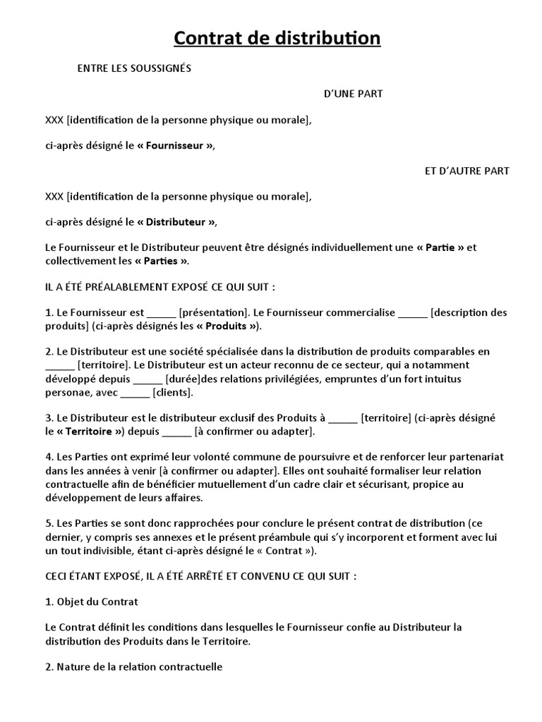 Contrat de Distribution | PDF | Sécurité | Propriété intellectuelle