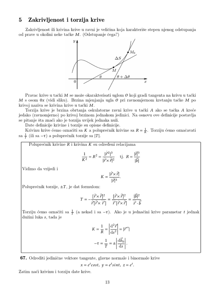 05 Zakrivljenost I Torzija Krive Zadaci | PDF
