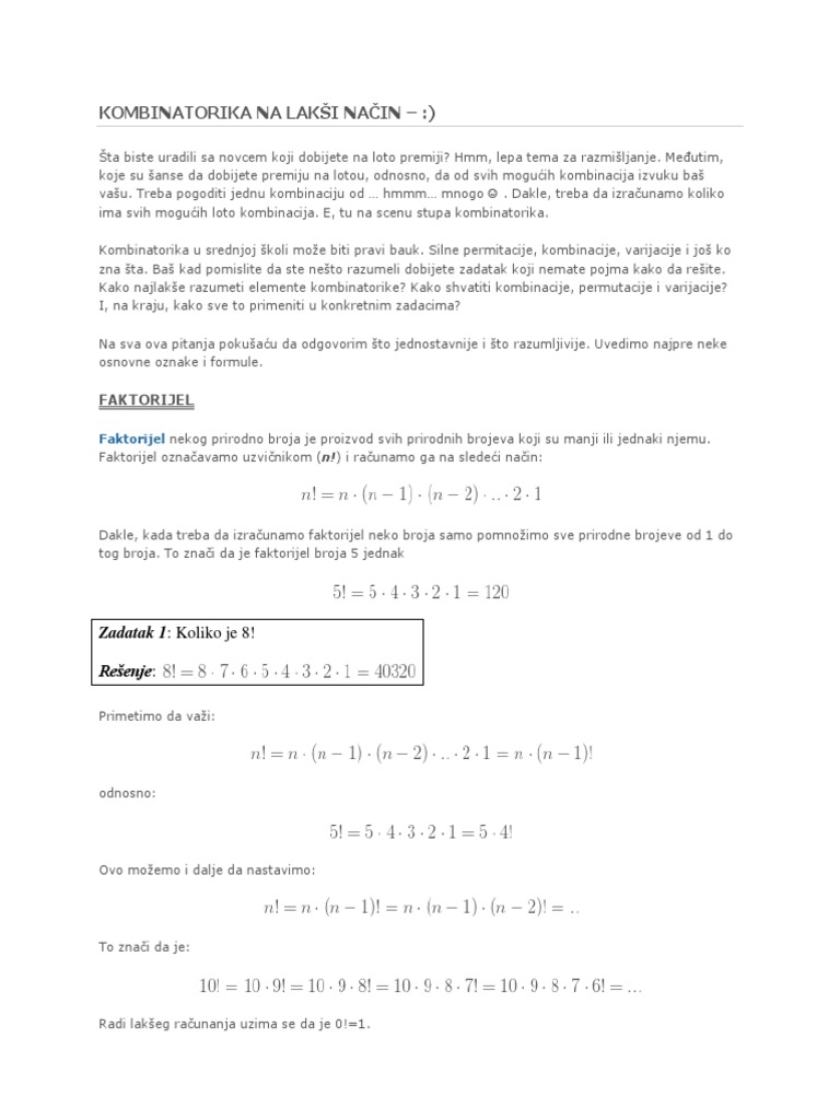 Kombinatorika Na Lakši Način | PDF