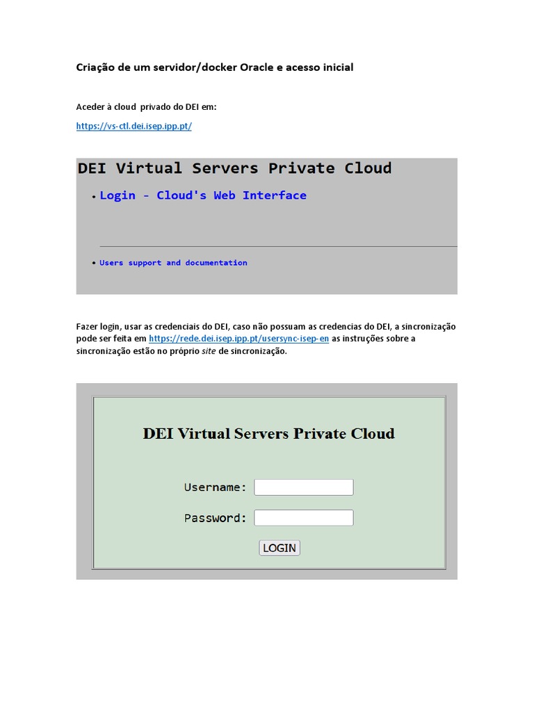 Criação De Um Docker Oracle E Acesso Inicial Pdf Servidor