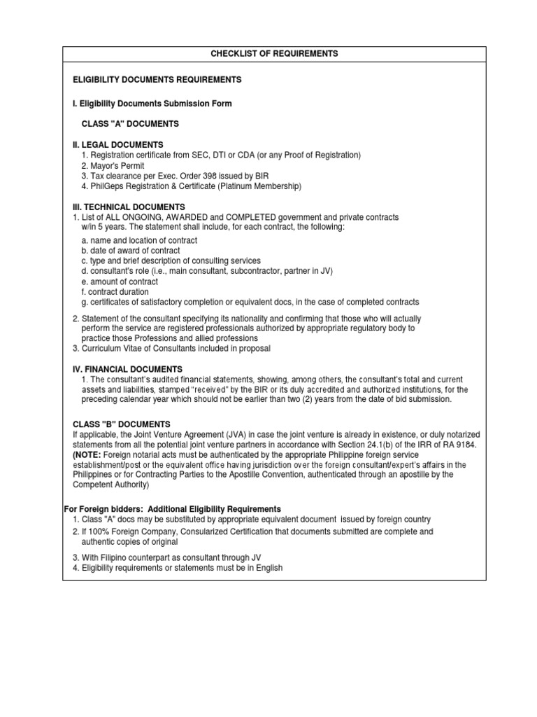 Eligibility and Proposal Document Checklist | PDF | Notary Public ...