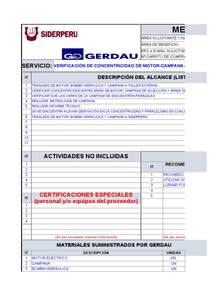M.D. Sv. Verificacion Concentricidad Campana - Bomba Hidr. Coco3 | PDF