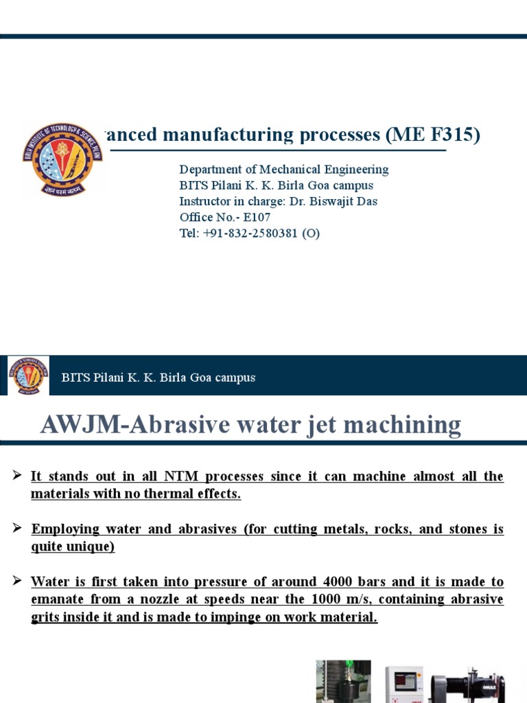 Lecture 16 - Problems On AWJM AJM and WJM | PDF | Machining | Water