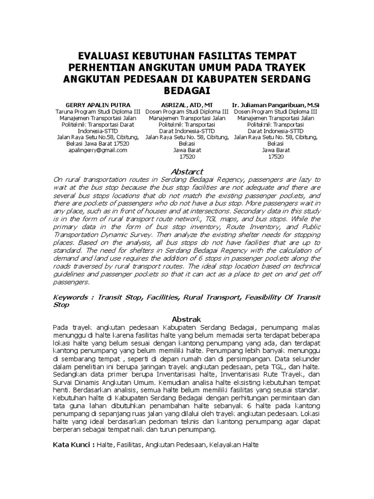 Kebutuhan Halte | PDF | Transport | Bus Transport