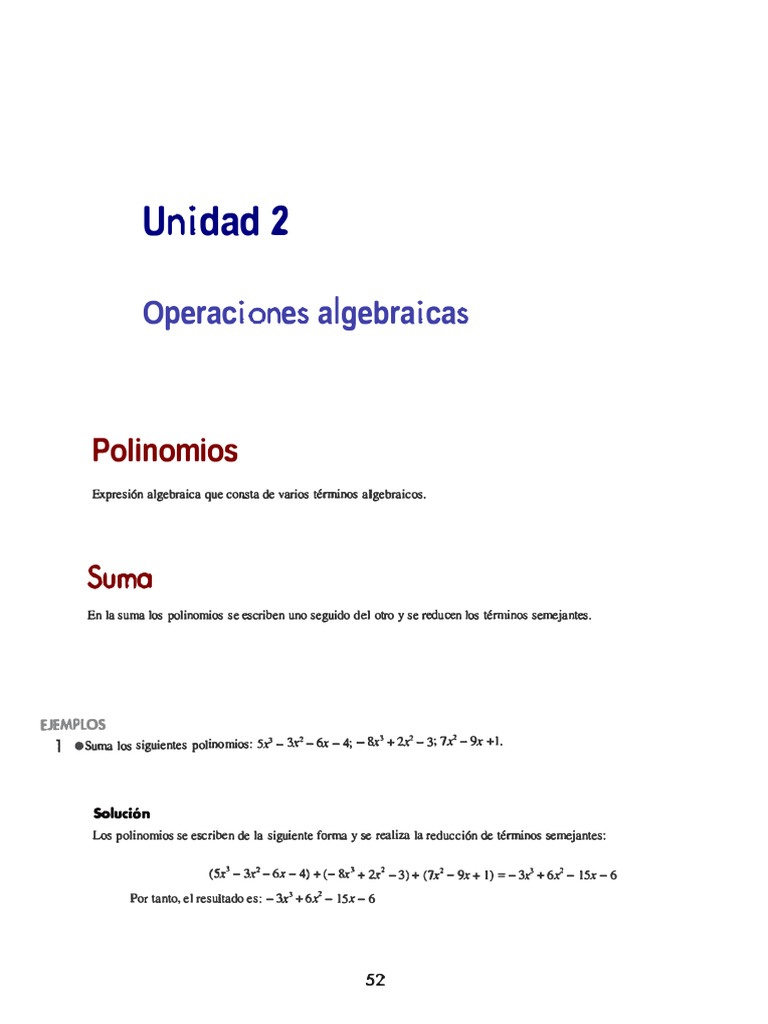 Algebra U2.2 Opers Algebraicas Conamat | PDF