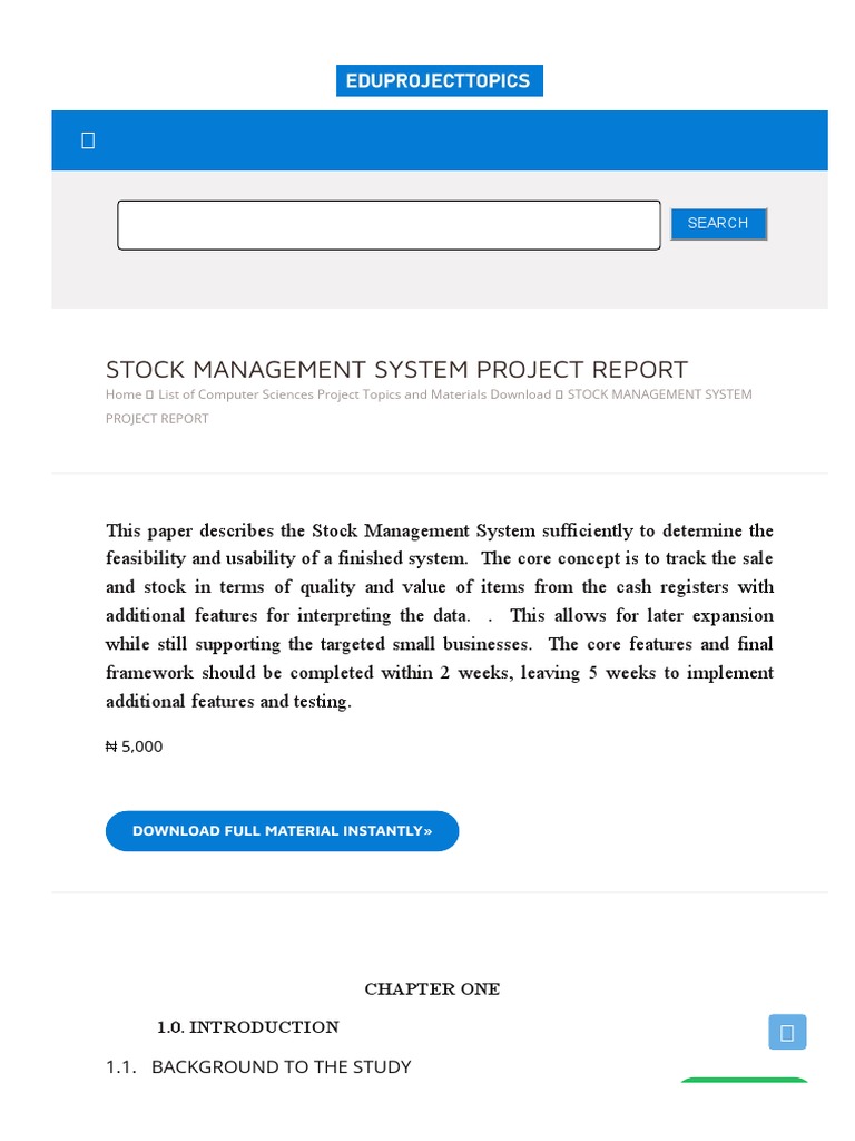 Eduprojecttopics Com Product Stock Management System Project Report ...