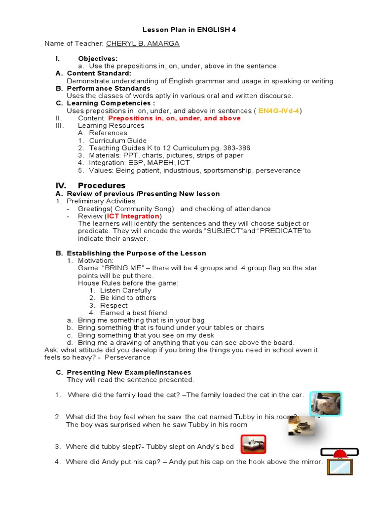 Lesson Plan COT 4 Eng | PDF | Lesson Plan | English Language