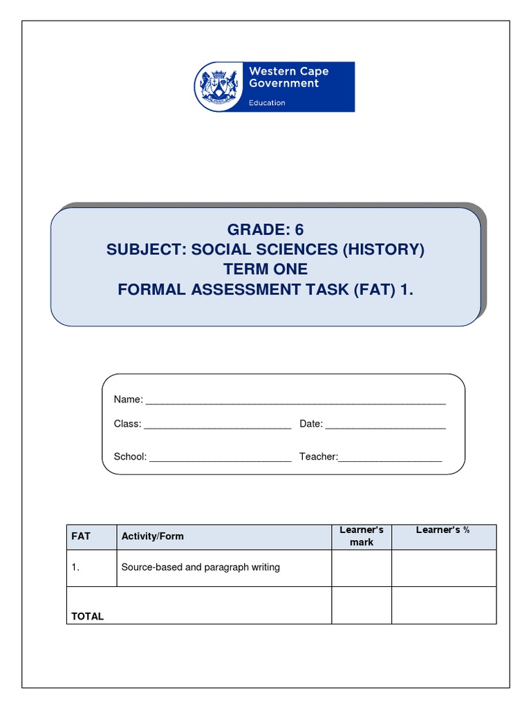 Grade 6 SS FAT Term 1 History Final | PDF | Cognition