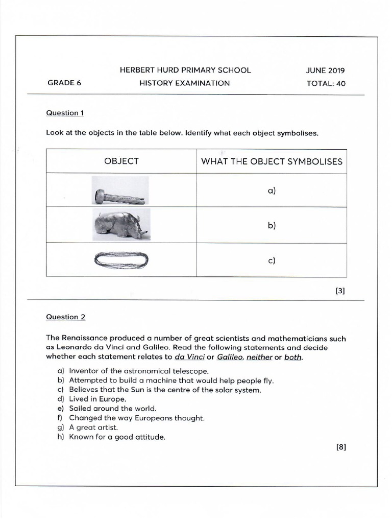 GR 6 History June 2019 | PDF