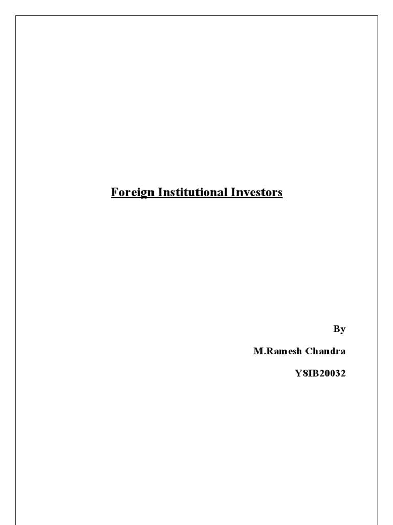 Foreign Institutional Investors Drive Capital Flows | PDF ...