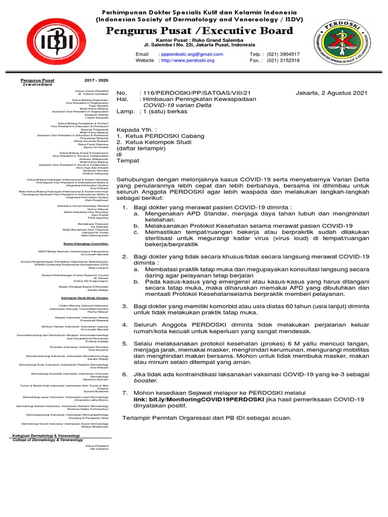Himbauan Kewaspadaan COVID-19 PERDOSKI | PDF | Karier & Perkembangan