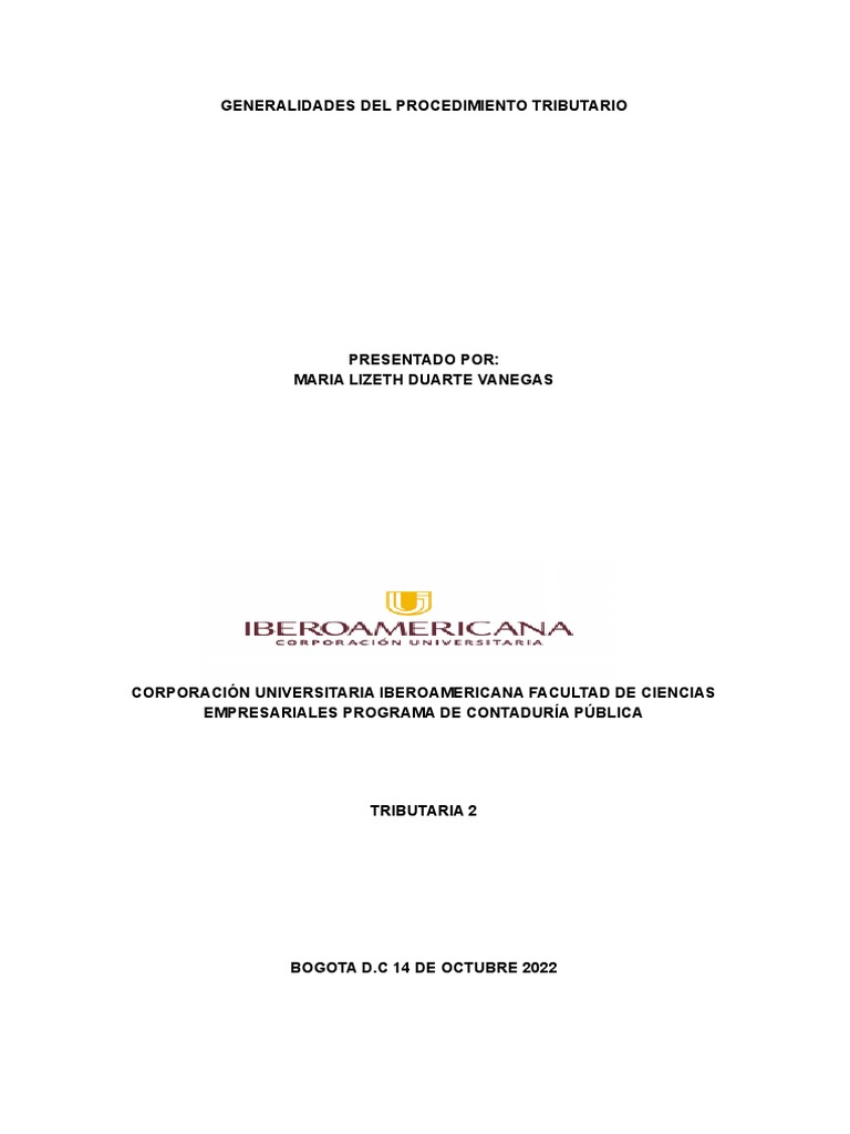 Actividad 5 - Generalidades Del Procedimiento Tributario | PDF ...