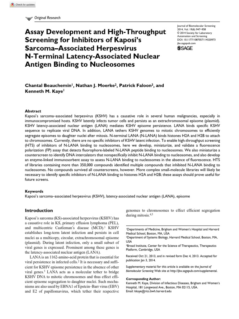 Assay Development and High-Throughput | PDF | Histone | Virus
