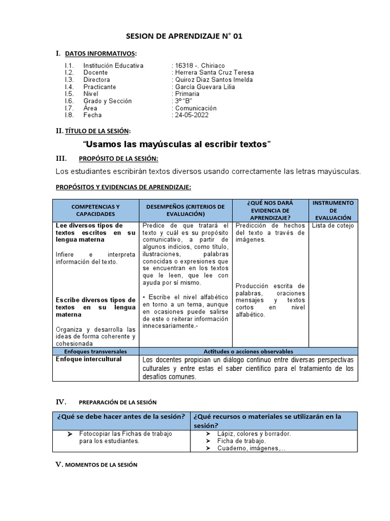 Sesion de Aprendizaje #1 Comunicacion | PDF | Aprendizaje | Comunicación