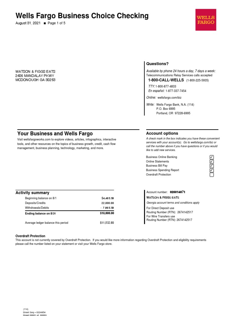 Wells Business Statement | PDF | Credit Card | Debit Card