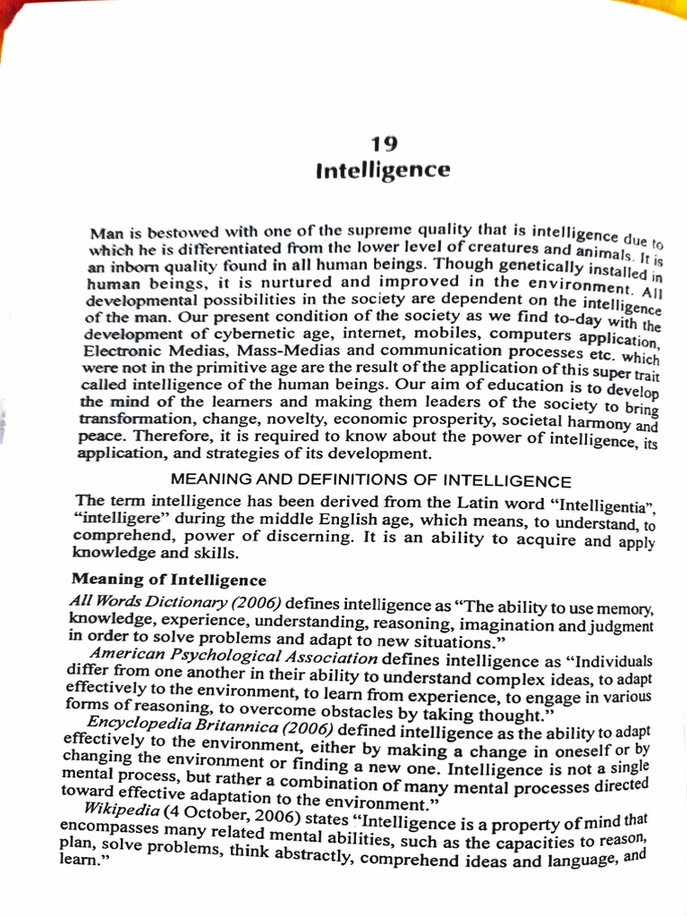 Understanding the Nature and Types of Human Intelligence | PDF ...