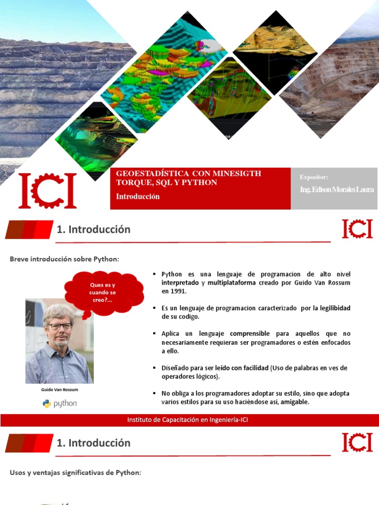 Geoestadística Con Minesigth Torque, SQL Y Python: Introducción Ing. Edison Morales Laura | PDF ...