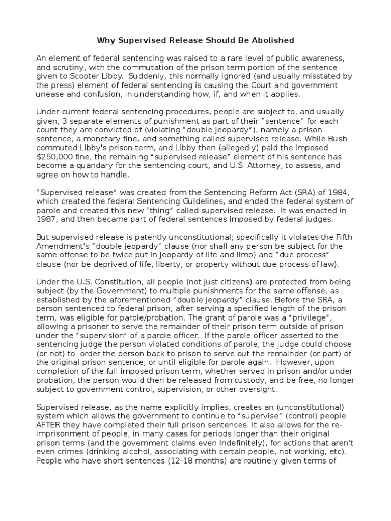 Why Supervised Release Must End | PDF | United States Federal Probation ...