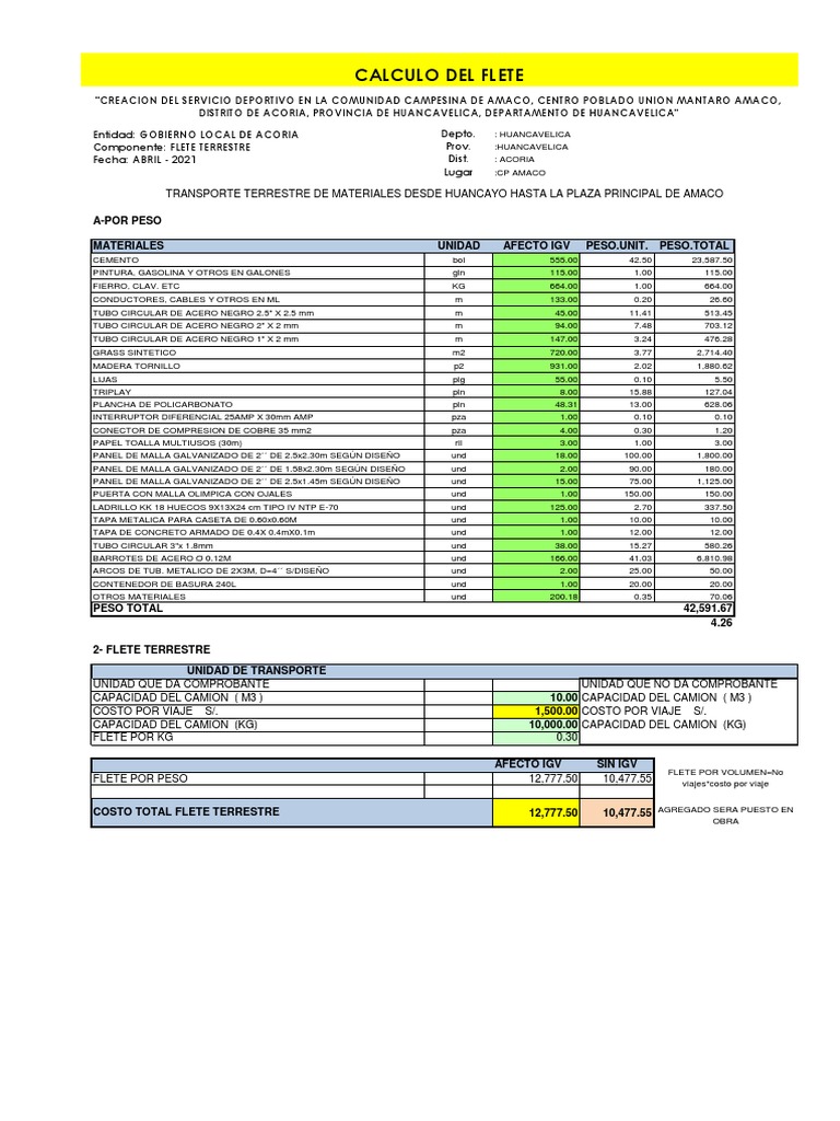 Flete Terrestre Ok - 01 | PDF | Materiales de construcción | Materiales