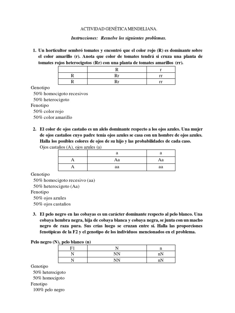 Actividad 4 Genética Mendeliana | PDF