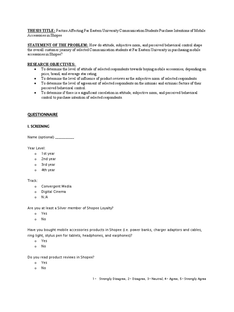 Revise SOPs Questionnaire - FACTORS AFFECTING FAR EASTERN UNIVERSITY COMMUNICATION STUDENTS ...